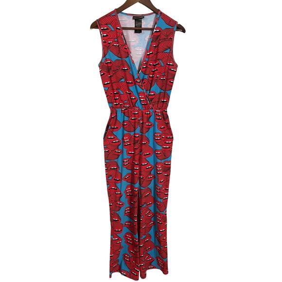 Nooworks | Pants & Jumpsuits | Nooworks Mouth Magic Jumpsuit Red Blue ...